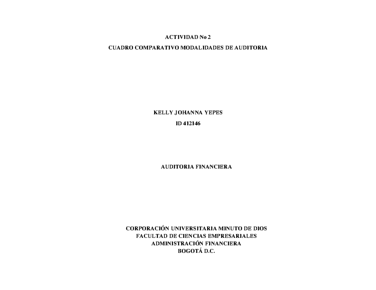 Actividad Cuadro Comparativo Tipos DE Auditoria - Warning: TT: undefined function: 32 ACTIVIDAD ...