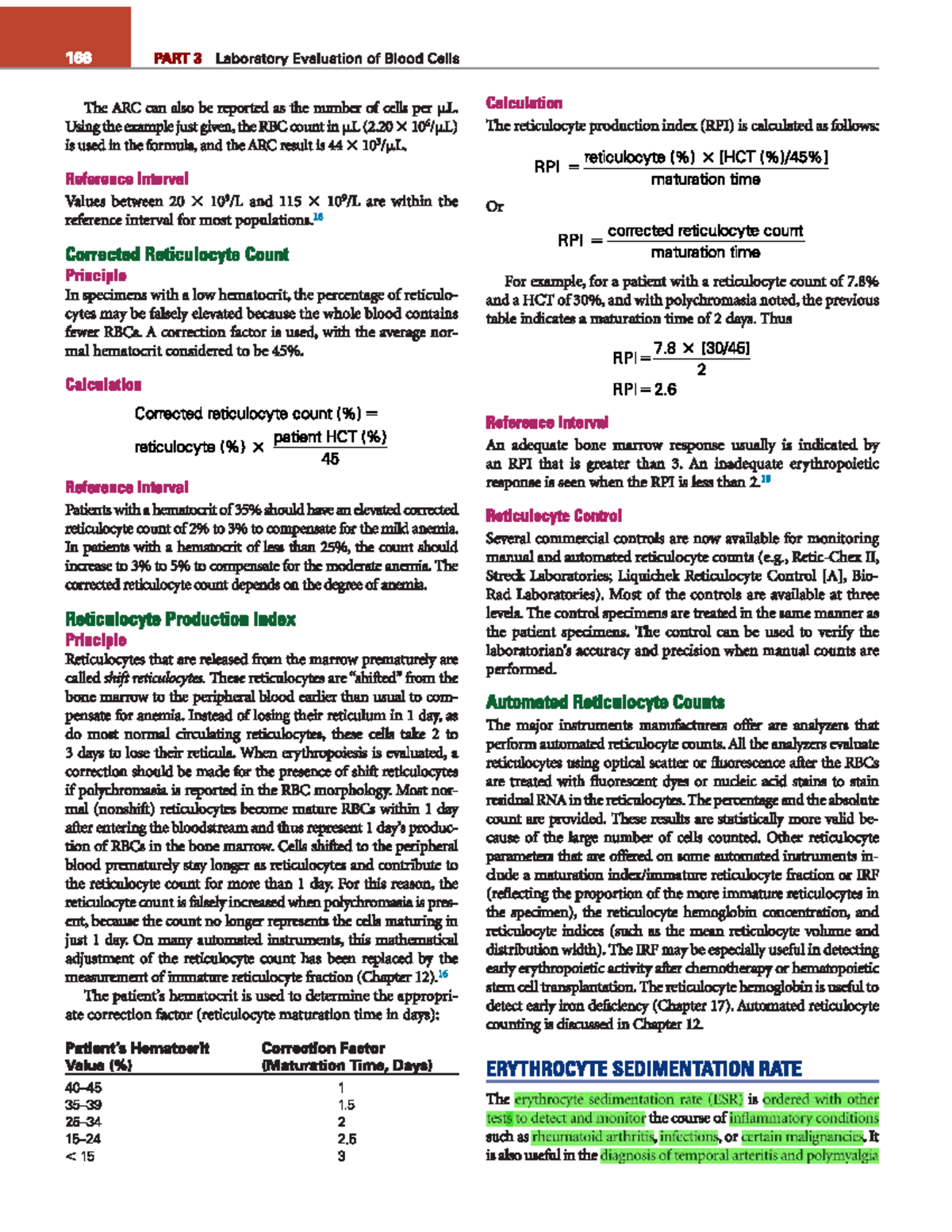 Rodak's Chapter 11: Erythrocyte Sedimentation Rate (ESR) Evaluation ...