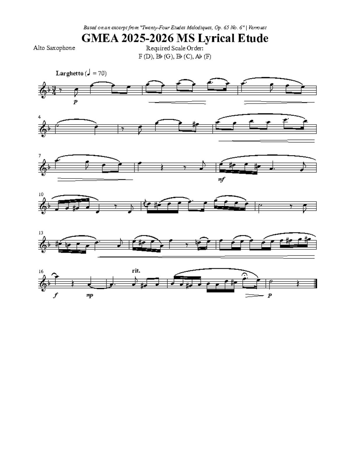 GMEA 2025-2026 MS Alto Saxophone Lyrical Etude Notes - Studocu