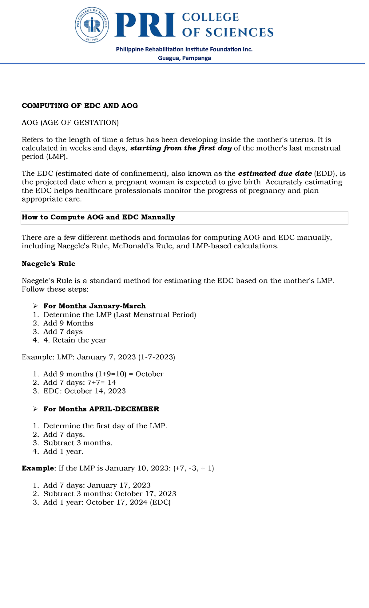 Computing AOG and EDC: Manual Calculation Methods and Examples - Studocu