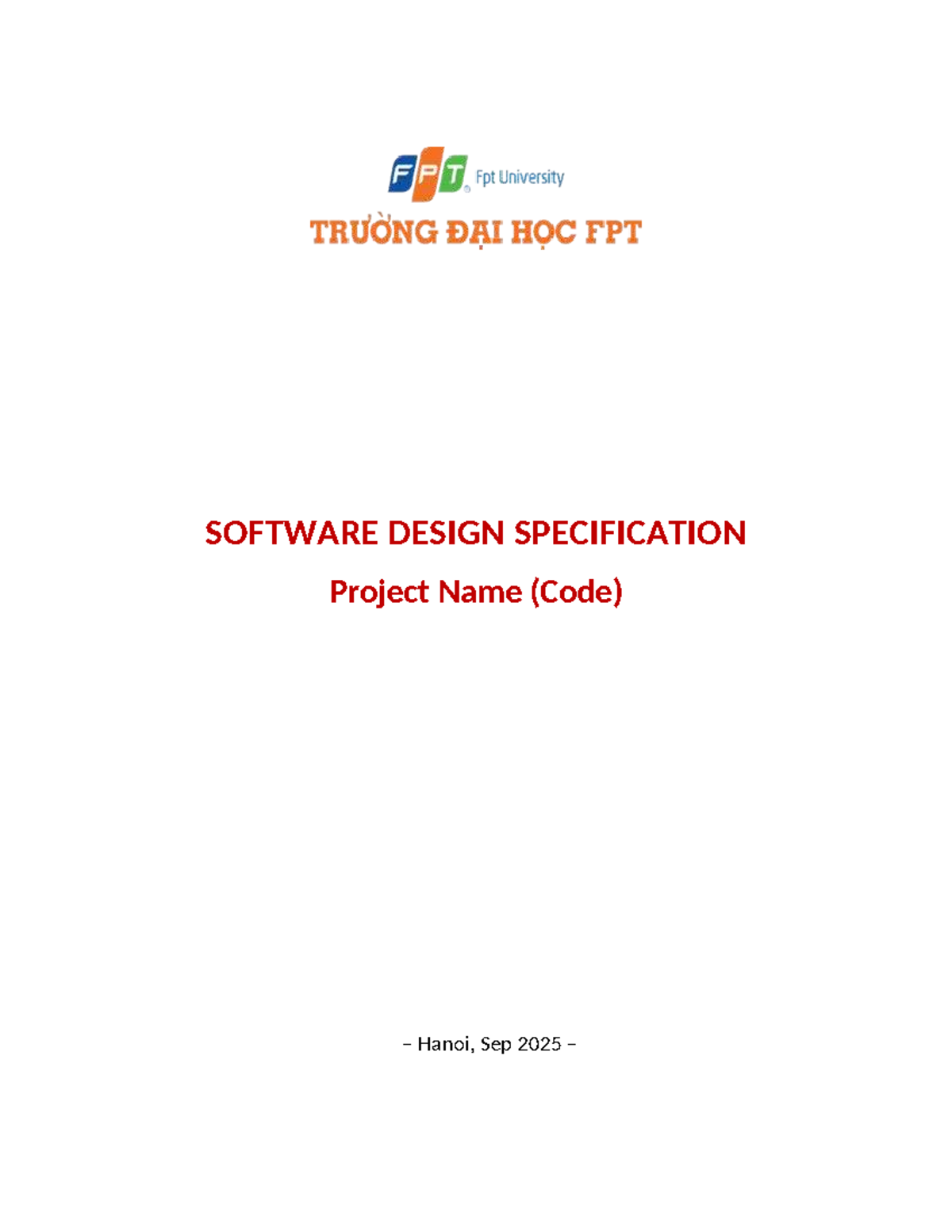 SOFTWARE DESIGN SPECIFICATION (SDS) for Project Code - Hanoi, Sep 2025 ...