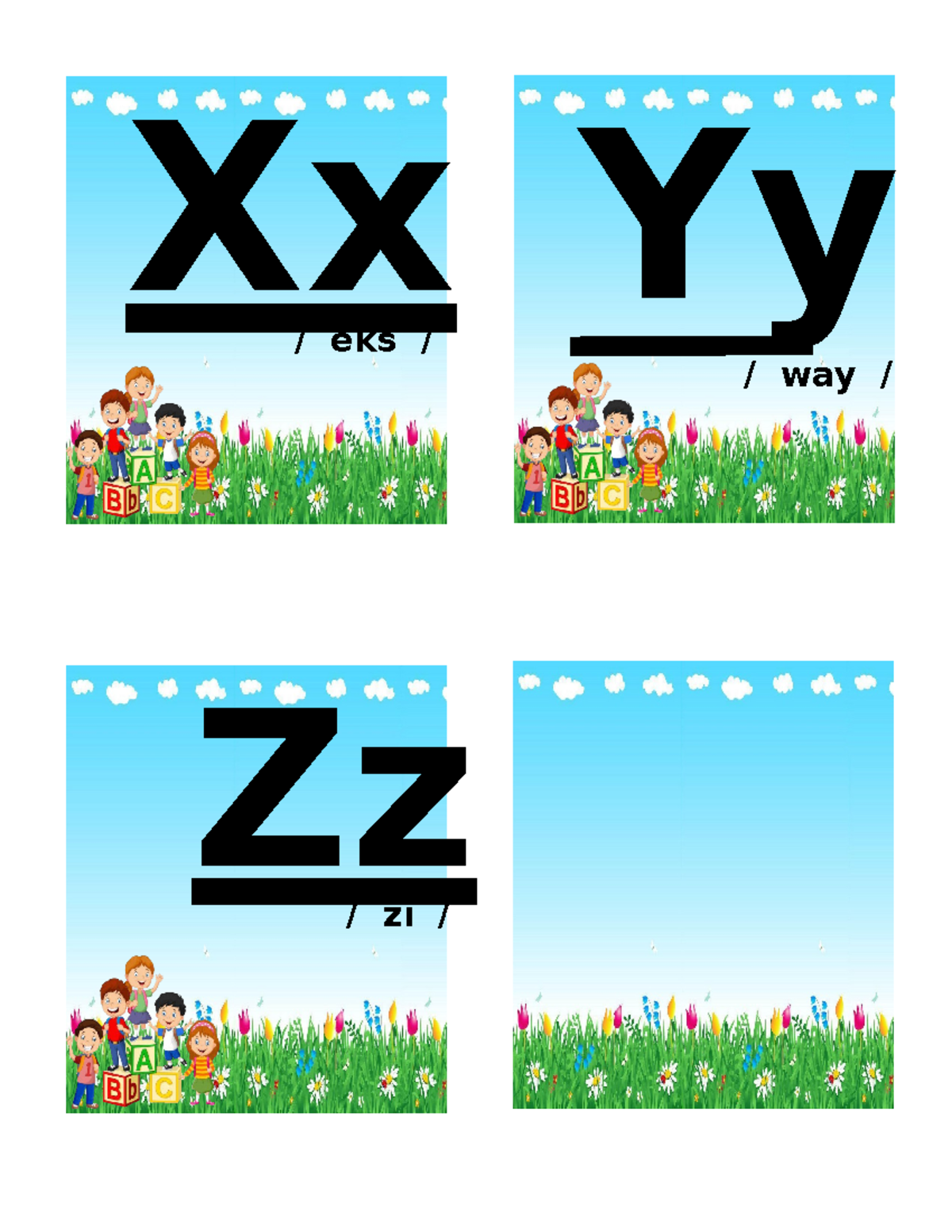 Alphabet - Elementary Education - Xx / eks / Yy / way / Zz / zi / Tt ...