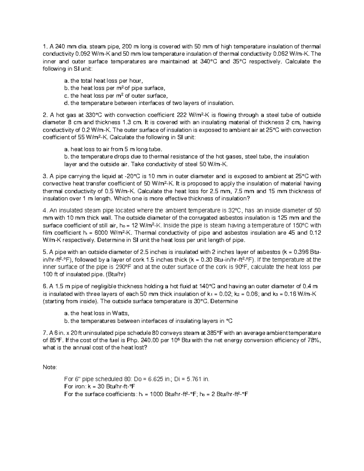 Cylindrical Pipe Heat Loss Calculations and Insulation Effects - Studocu