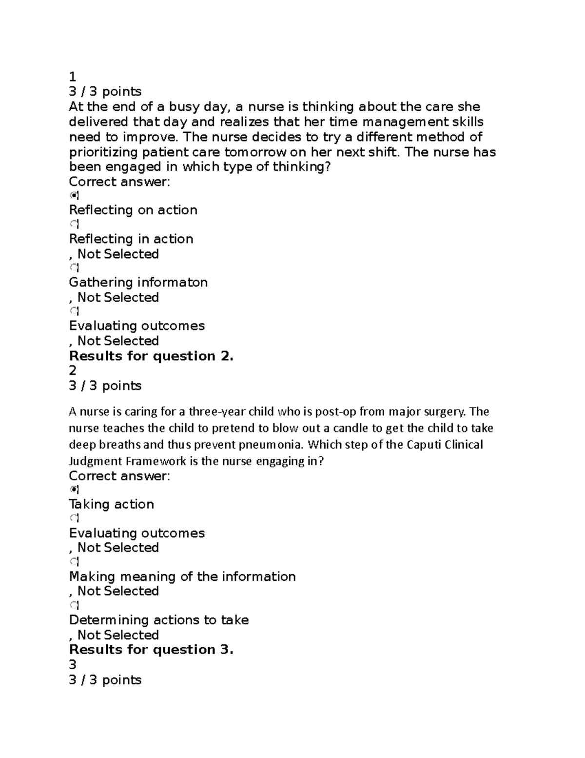 Caputi Quiz 1: Answers for Think Like a Nurse's Clinical Judgment ...