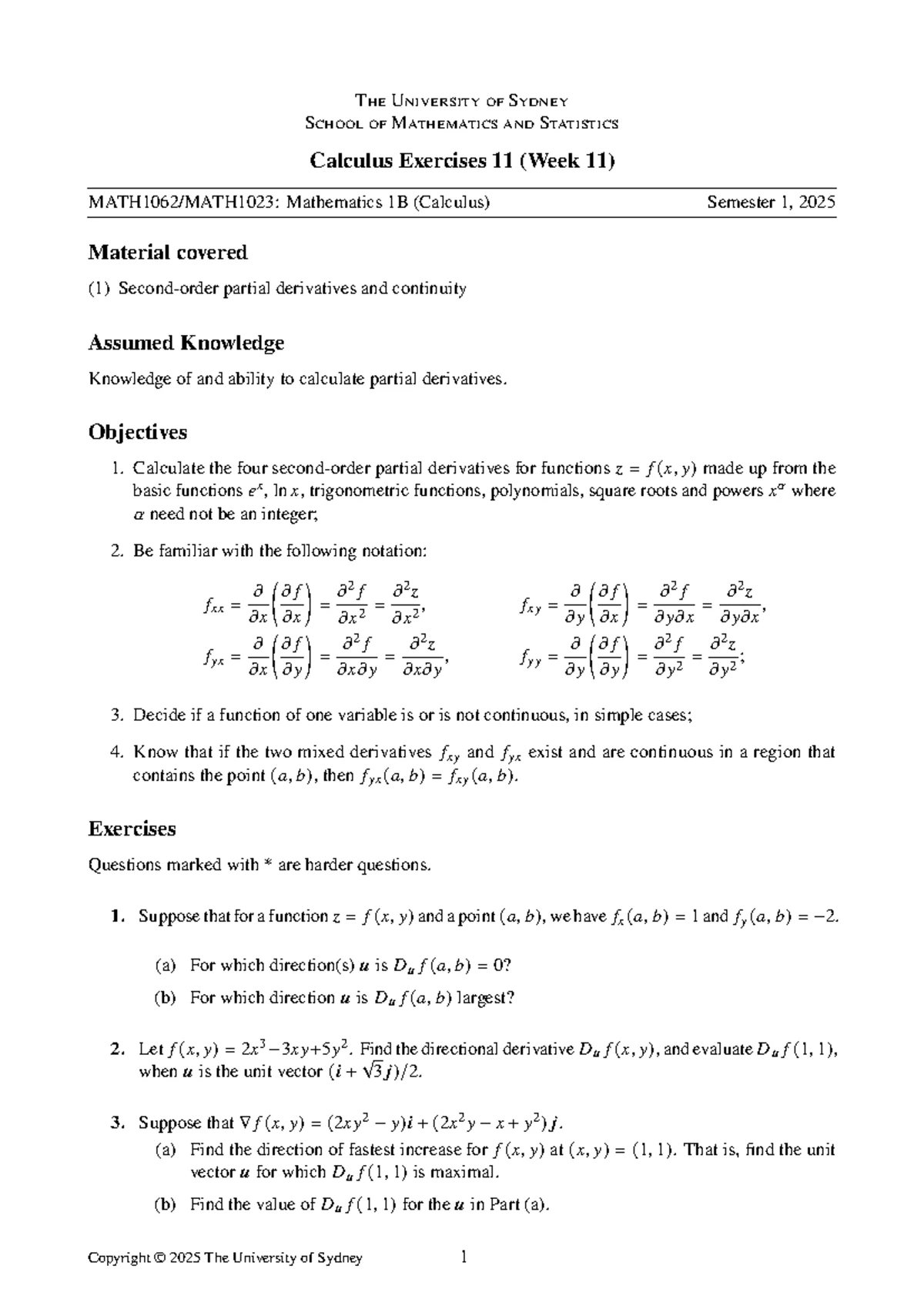 Calculus Exercises 6 (Week 6) - Mathematics 1B (2025) - Studocu