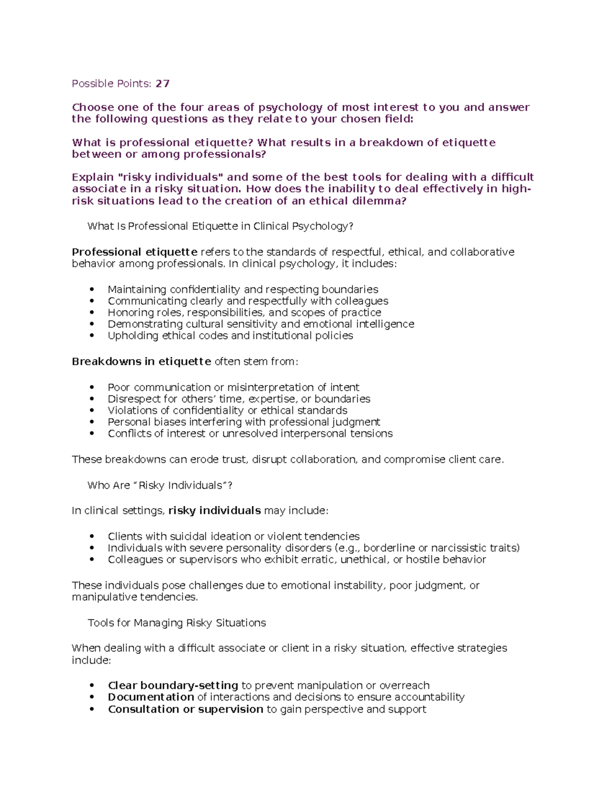 PSY570 4-1 Discussion: Understanding Professional Etiquette in Clinical ...