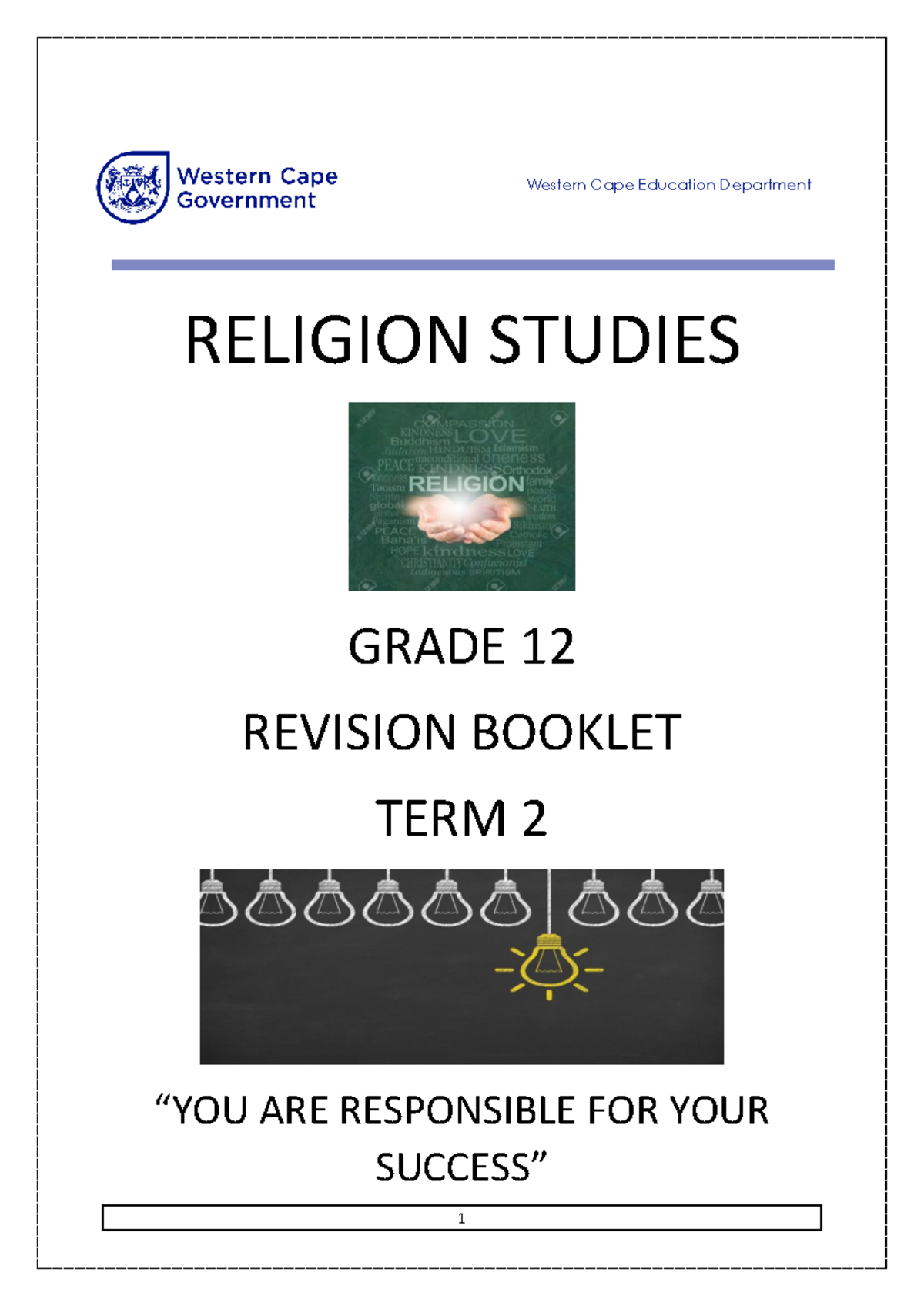 RS Grade 12 Revision Booklet T2: Environmental Issues & Religious ...