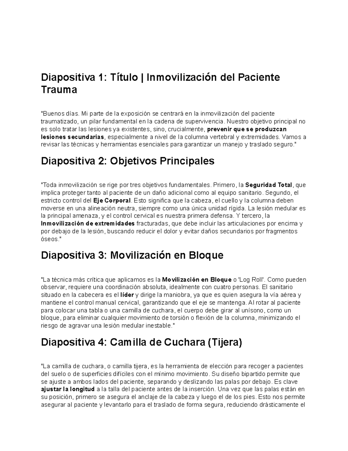 Expo-Med de Urgencias: Inmovilización del Paciente Trauma - Studocu