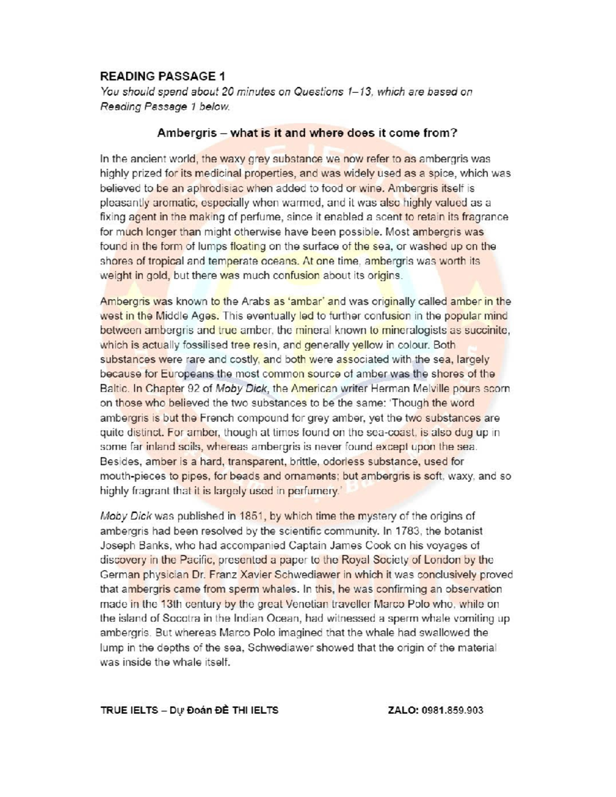 IELTS 5.5-6.5 Reading Test: Ambergris and Futurology Insights - Studocu