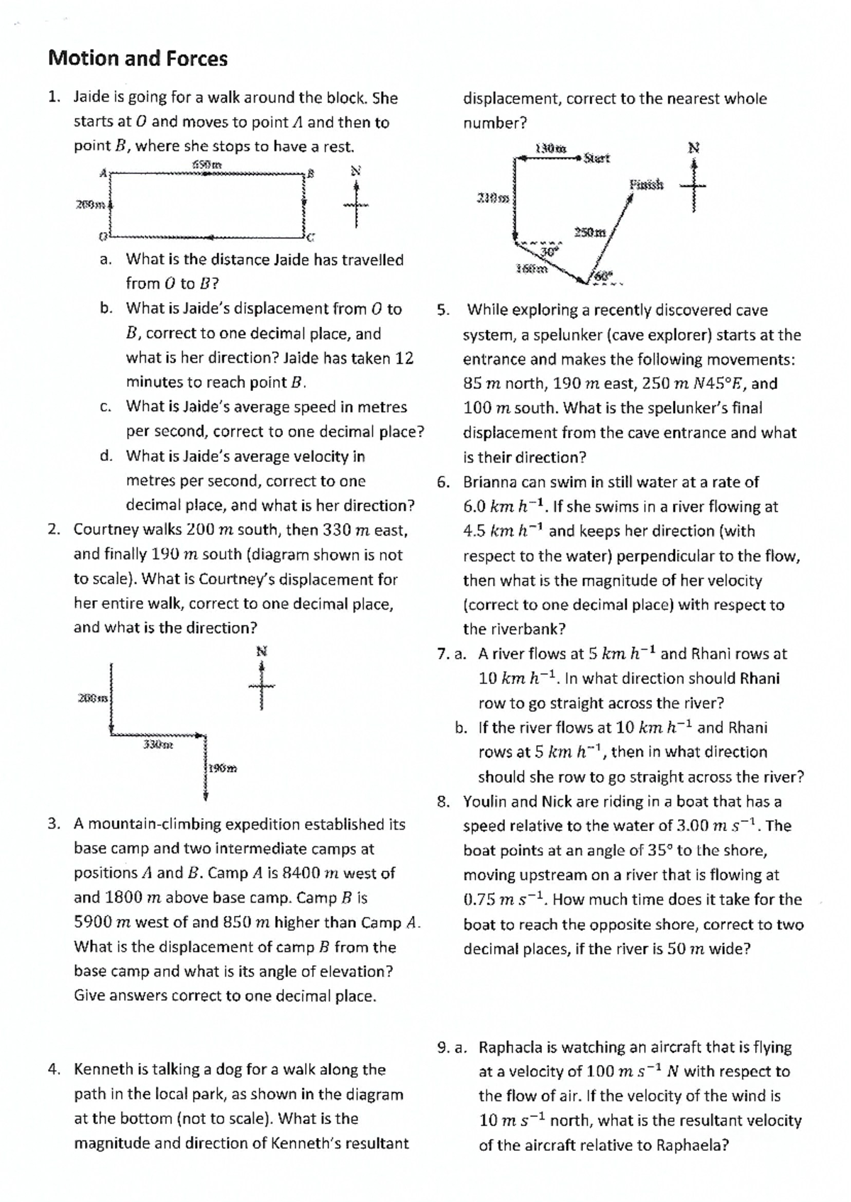 Force Diagrams and Motion Analysis Notes (PHYS 101) - Studocu