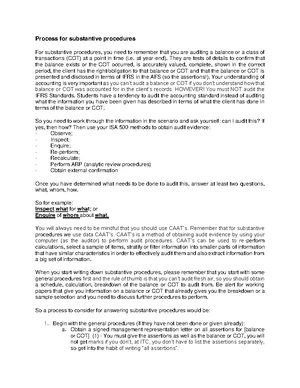 Substantive Audit Procedures for Trade Receivables & PPE Analysis - Studocu