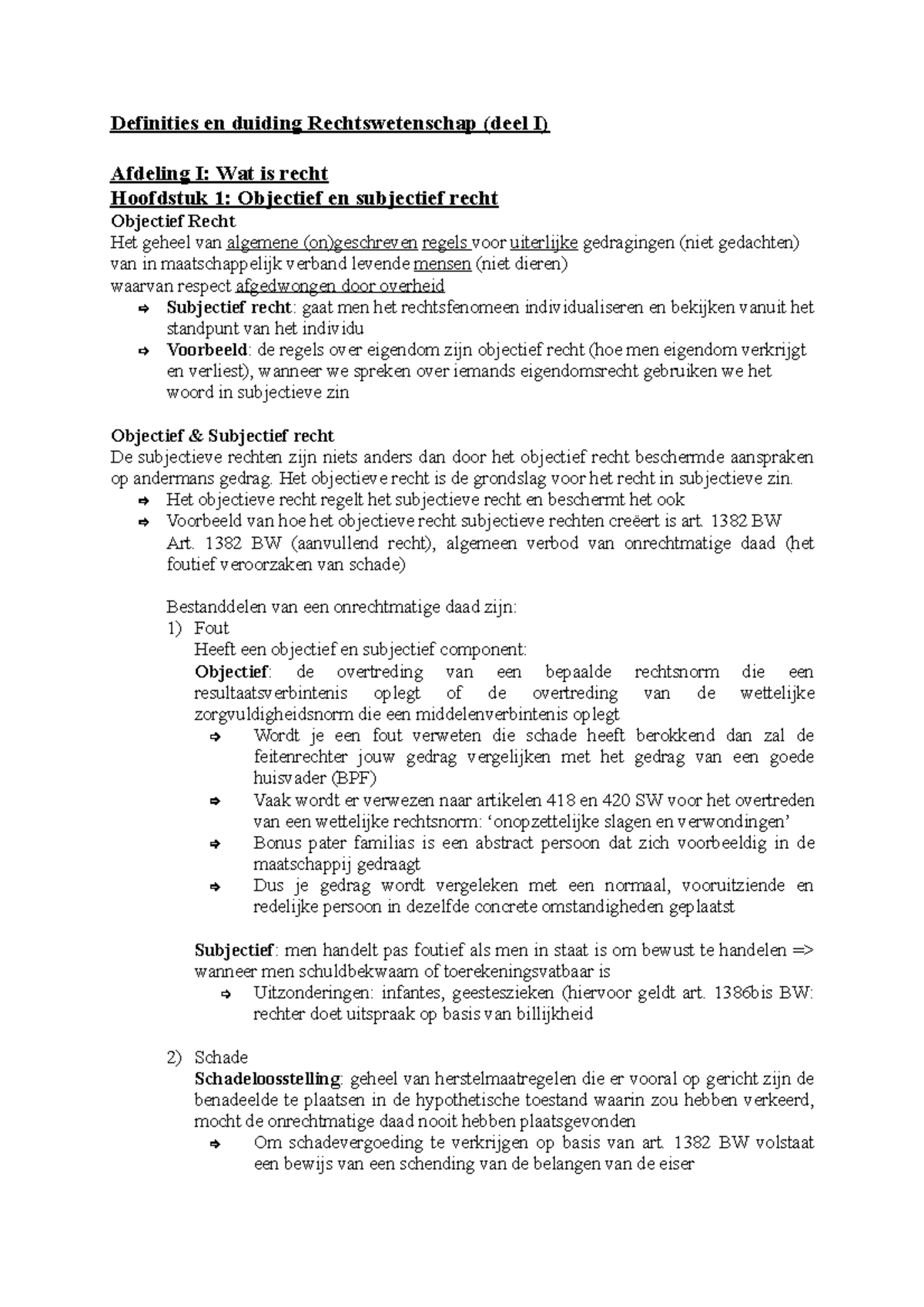 Definities en Duiding van Rechtswetenschap - Deel I: Objectief en ...