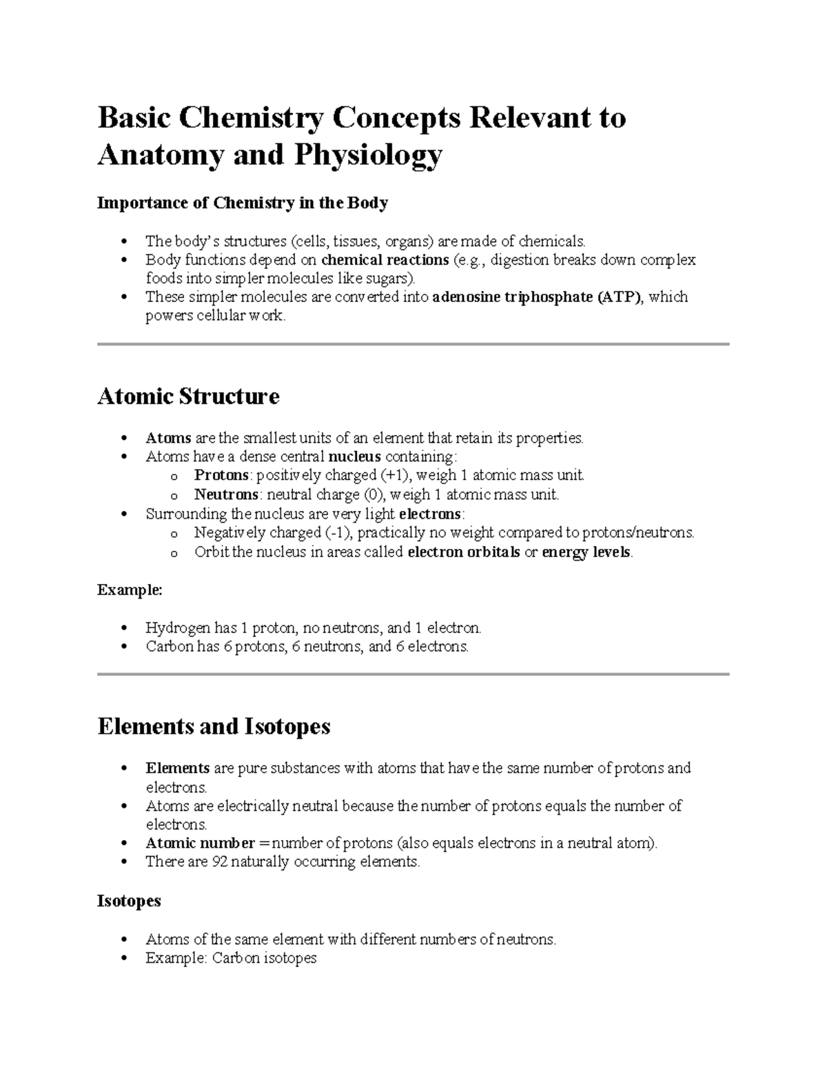 Chapter 2: Chemistry of Life (BIO 101) - Key Concepts and Importance ...