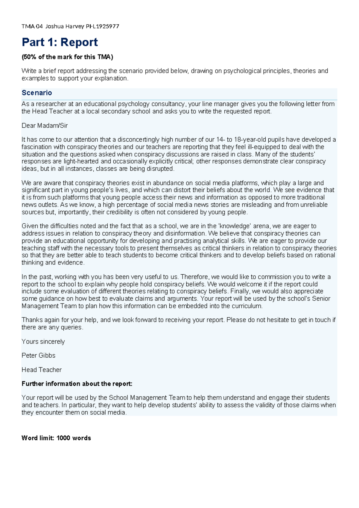 TMA 04 Final Report: Understanding Conspiracy Beliefs in Education ...