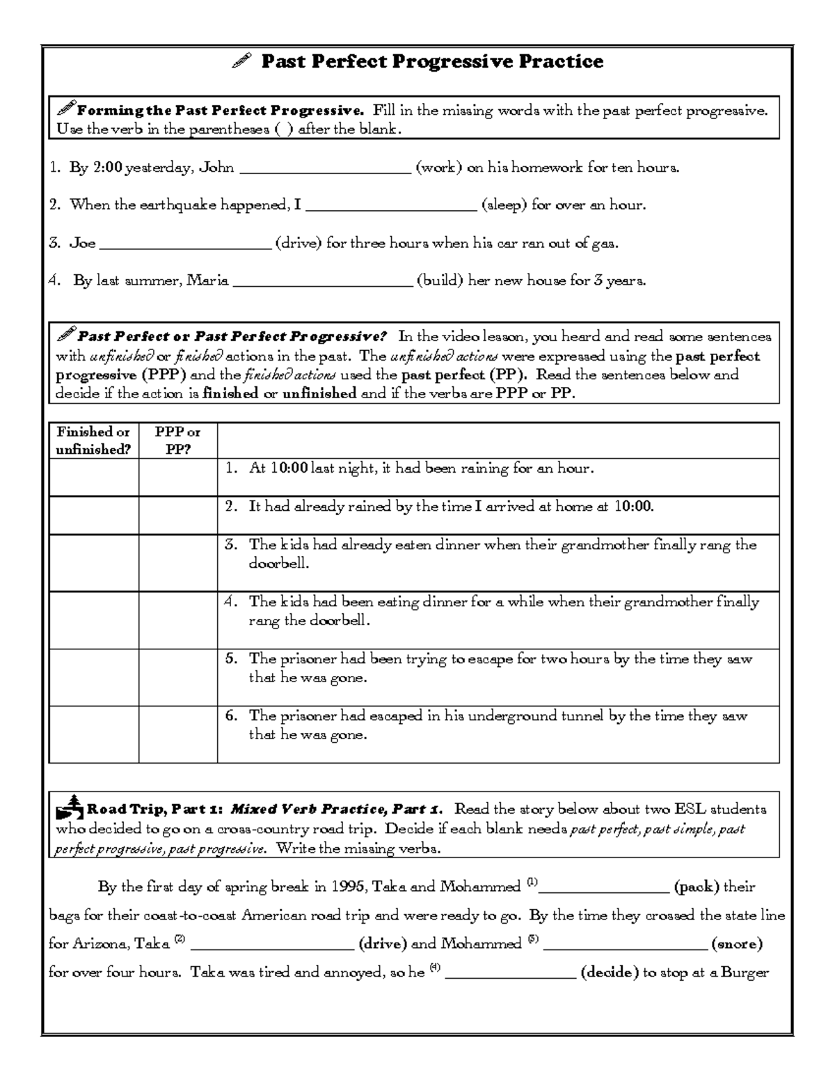 Past Perfect Progressive Practice: Fill in the Blanks Exercise - Studocu