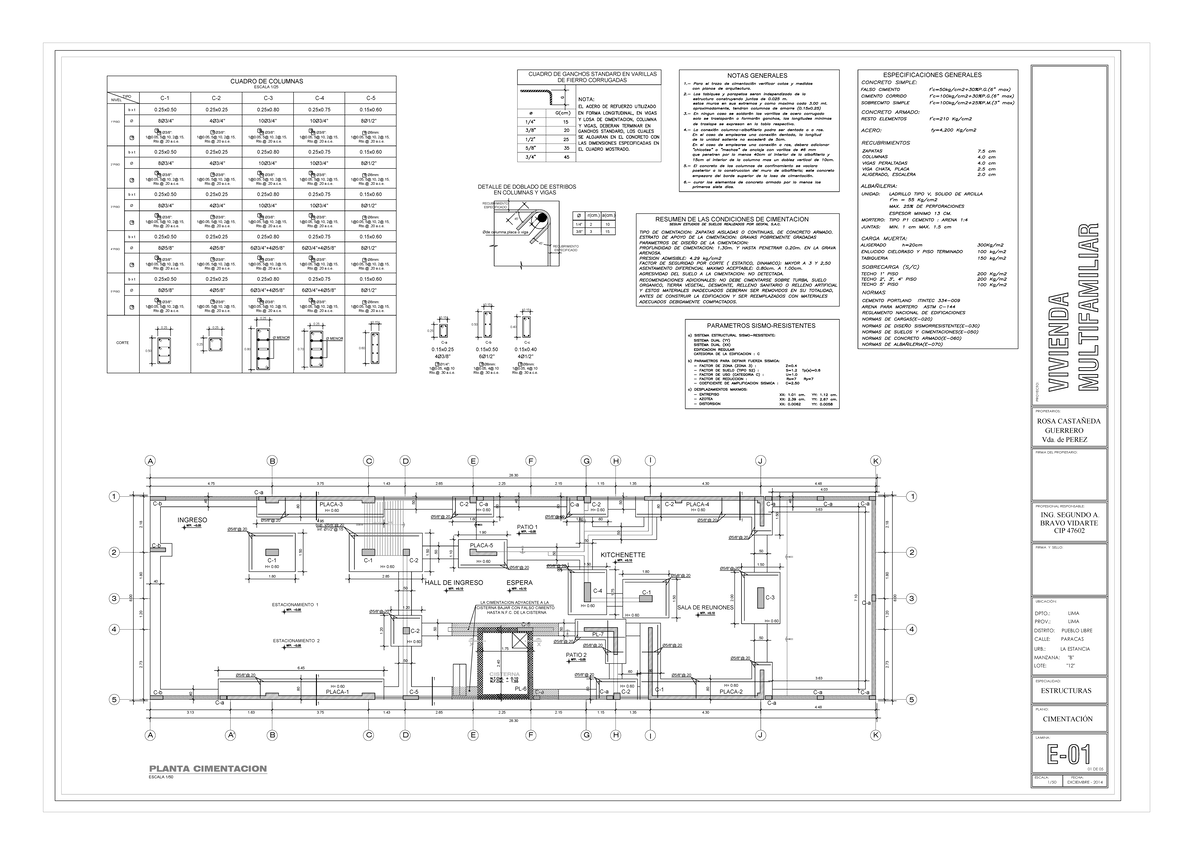 Planos DE Estructuras - plano - ####### NOTAS GENERALES ####### ESPECIFICACIONES GENERALES - Studocu