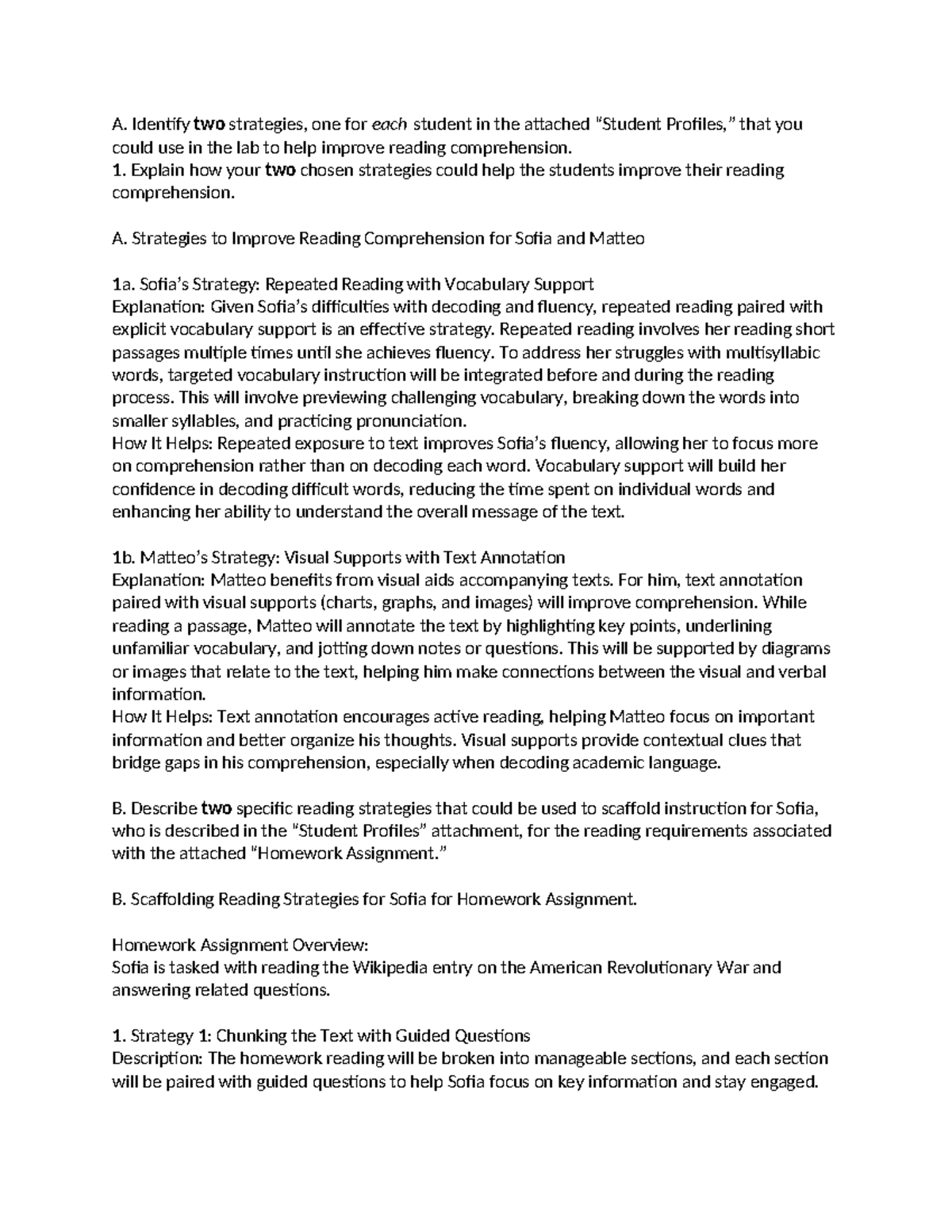 Task 2 - Reading Comprehension Strategies & Assessments for Students ...