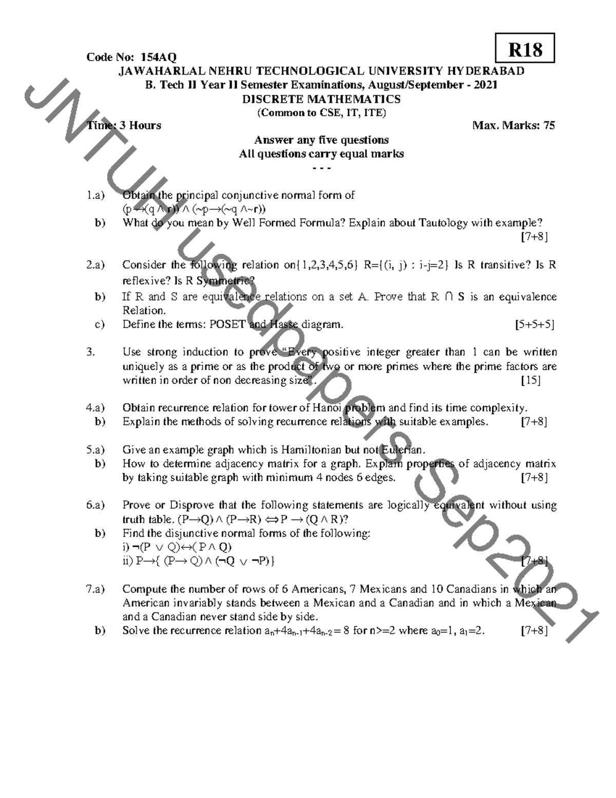 DM 154AQ Discrete Mathematics Exam Notes - Aug/Sep 2021 - Studocu