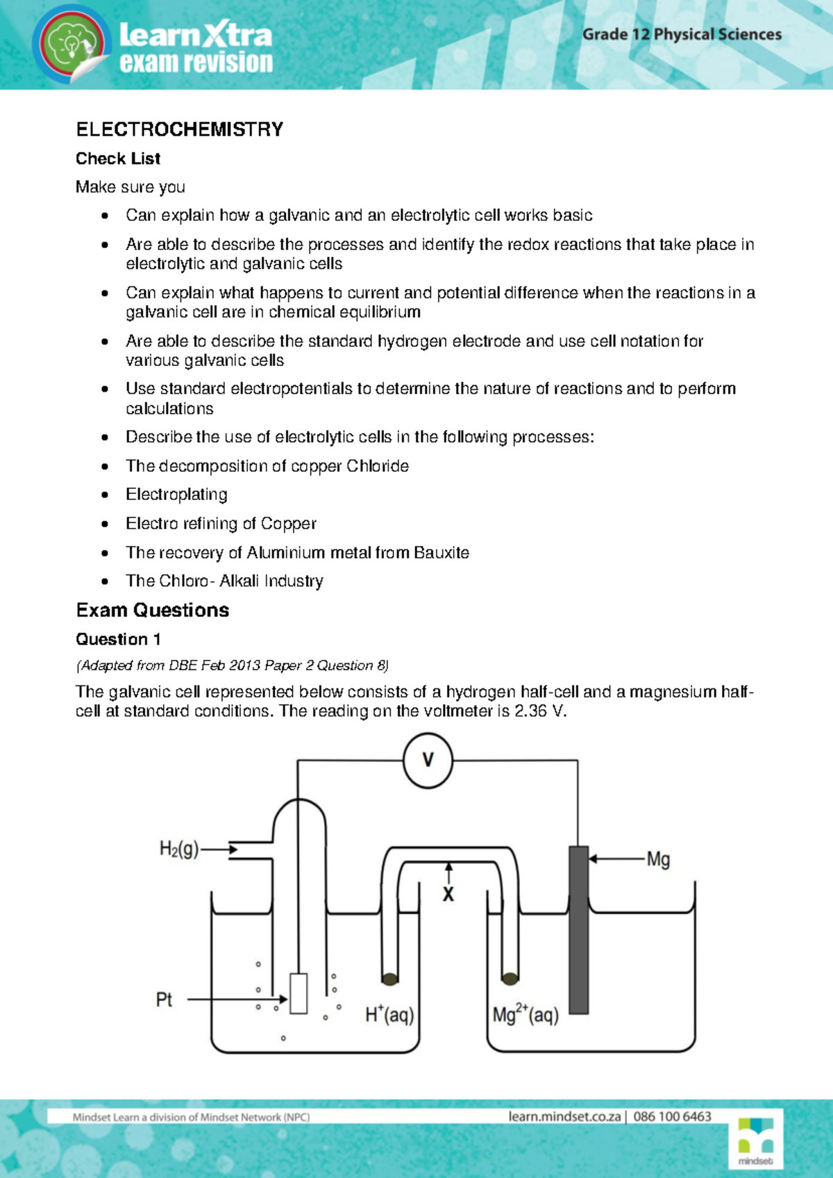 LXER Gr12 Physical Sciences Electrochemistry Study Guide Nov 2014 - Studocu
