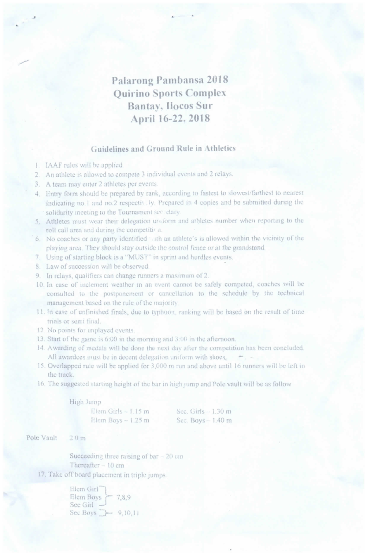 Athletics-rules - Athletic Rules - Palarong Pambansa 2018 Quirino ...