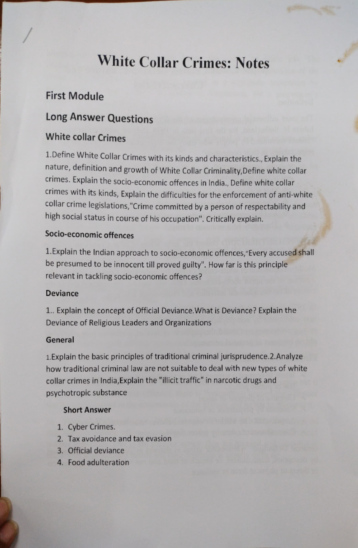 WCC 101: White Collar Crimes - Module 1 Notes and Key Concepts - Studocu