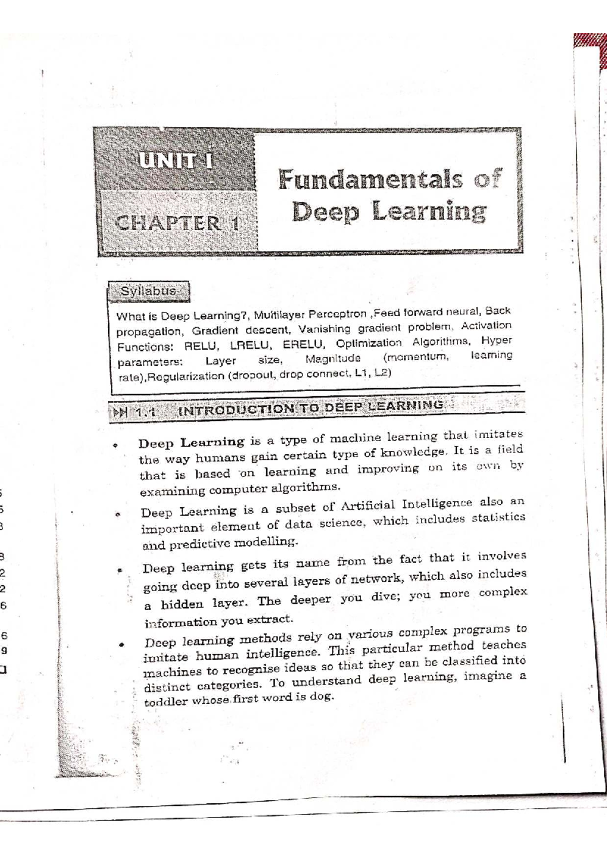 Tech Neo DL U1 - Handwritten Notes on Deep Learning Fundamentals - Studocu