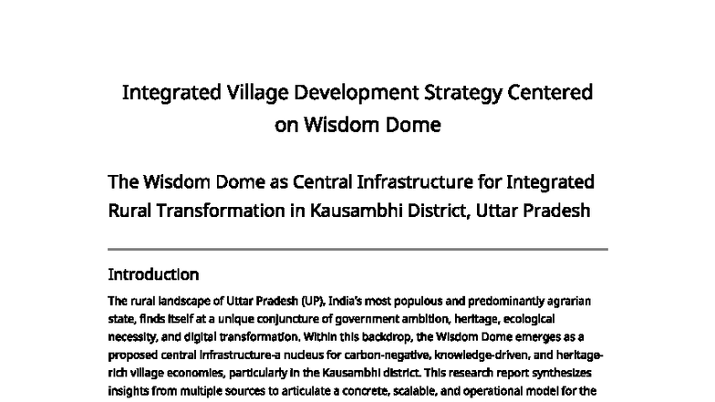 Research Framework for a Wisdom Dome–Centric - Integrated Village ...