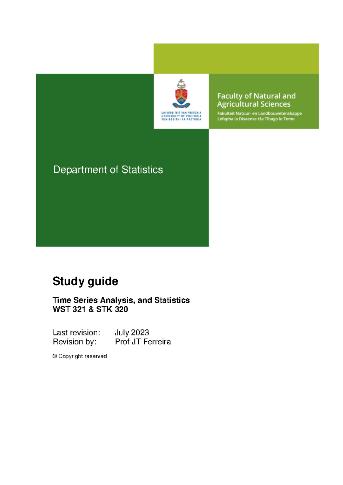 WST 321 & STK 320: Comprehensive Study Guide for Time Series Analysis ...