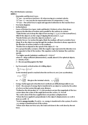 [Solved] Create me some Mechanics problems with solutions for PHYS101 - Engineering Physics A ...