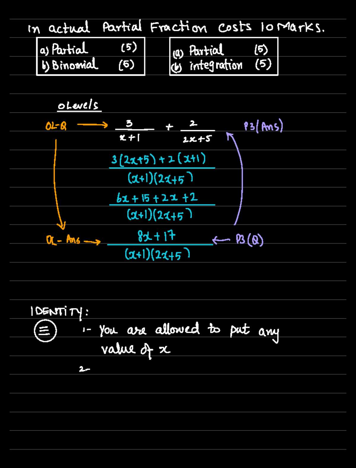 P3 Partial Fraction Techniques and Examples for O Levels - Studocu