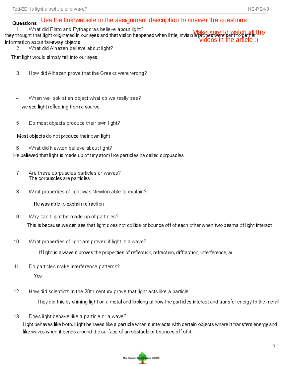 PHYS 101: Light as a Particle or Wave - Assignment Insights - Studocu