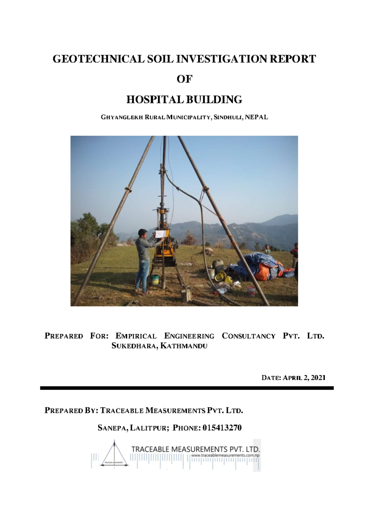 Geotechnical Investigation Report for Ghyanglekh Hospital Building ...