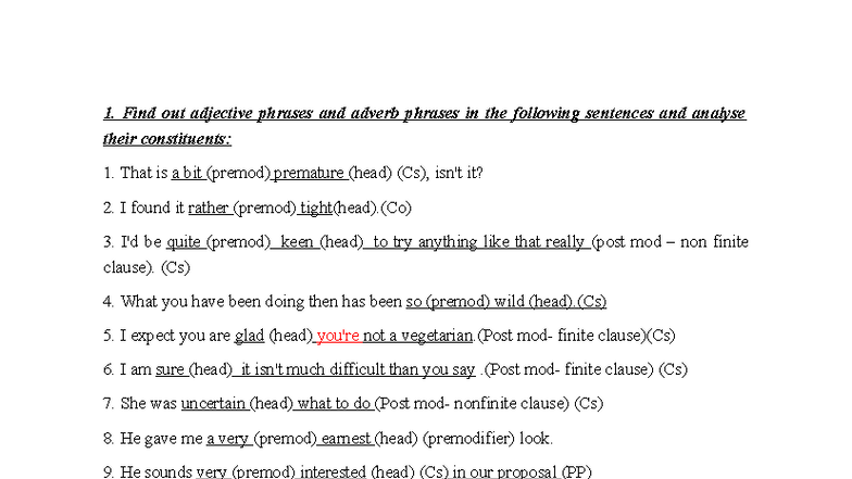Assignment 4 - Analysis of Adjective and Verb Phrases in Sentences ...