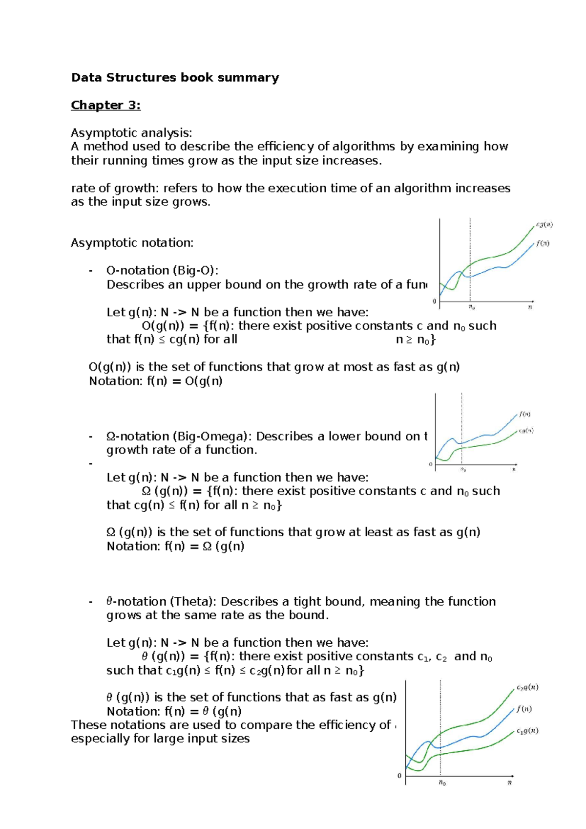 Data Structures Book Summary: Chapter 3 - Asymptotic Analysis and Algorithm - Studeersnel