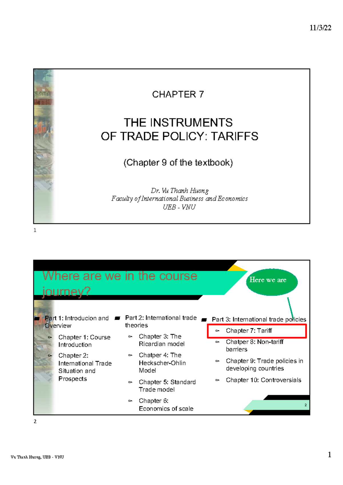 Chapter 7: Trade Policy Instruments - Tariffs Overview for IBE 2022 ...