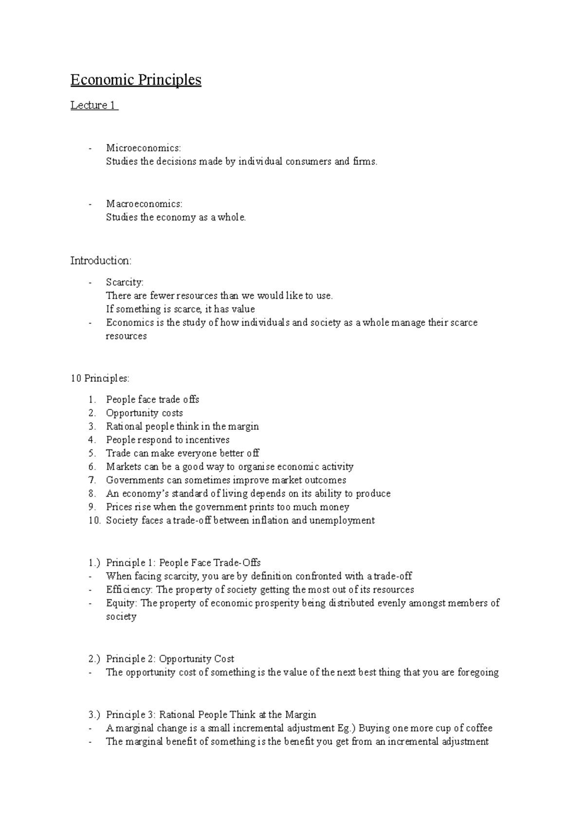 Economic Principles Study Notes - Economic Principles Lecture 1 ...