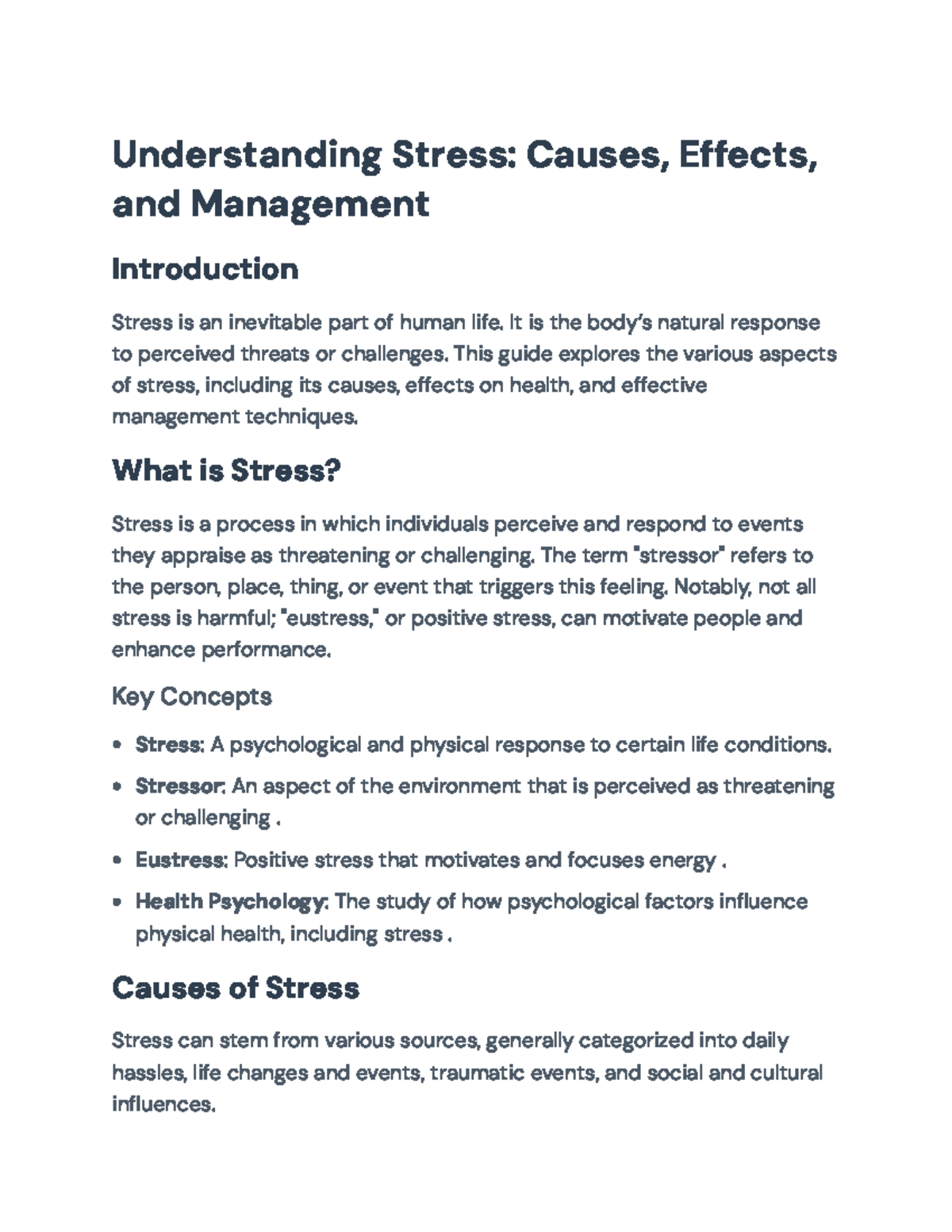 Understanding Stress: Causes, Effects, and Management Strategies ...