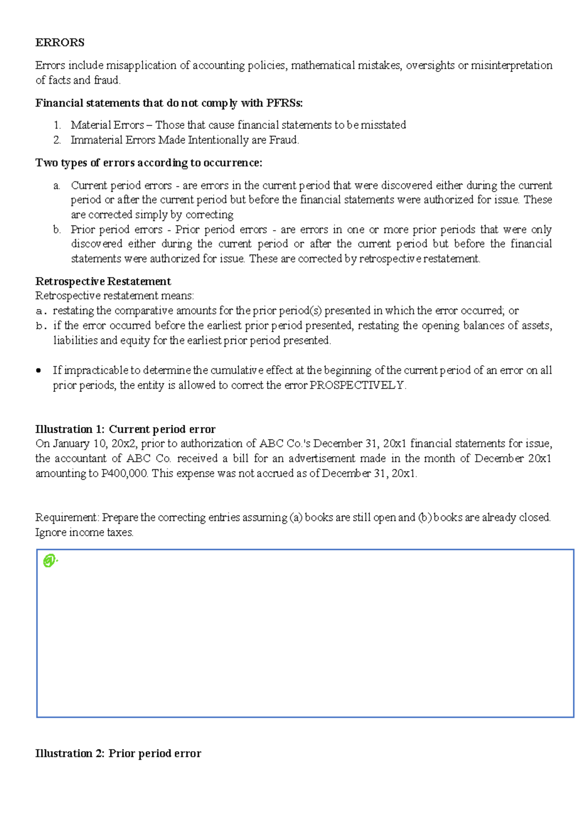 Lecture Notes on Errors in Accounting Policies and Financial Statements ...