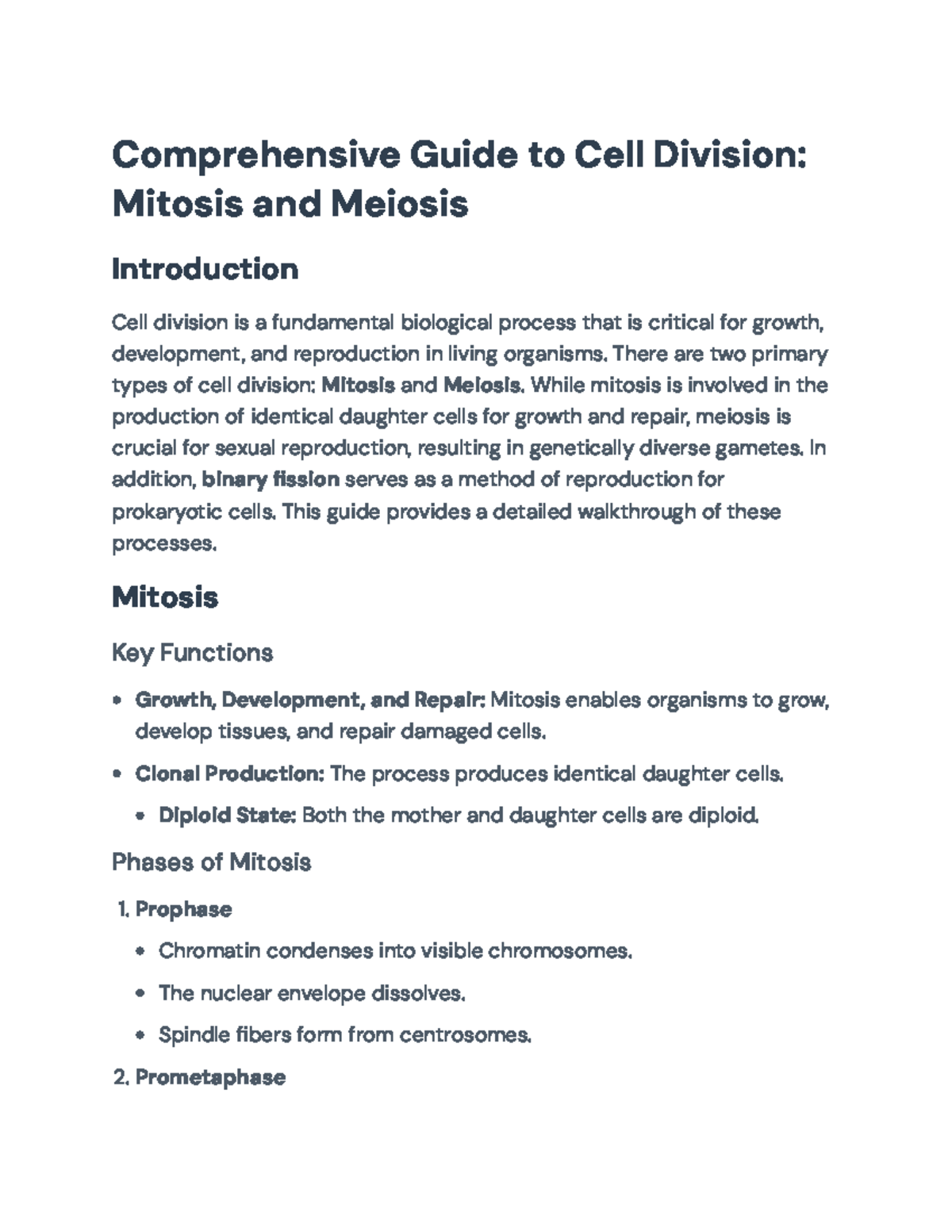Cell Division Overview: Mitosis, Meiosis, and Binary Fission Guide ...