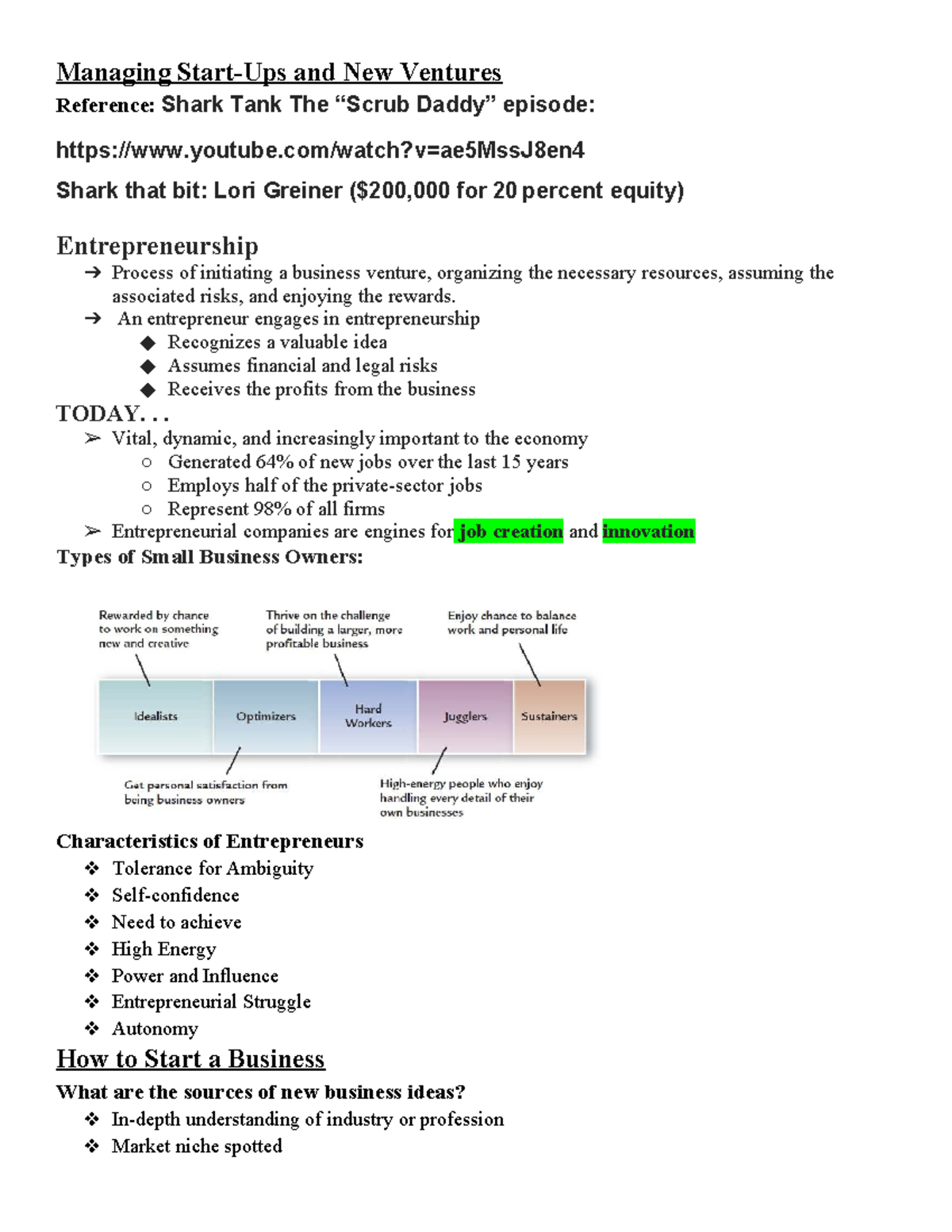 Managing Start-Ups and New Ventures: Entrepreneurship Insights (ENT 101 ...