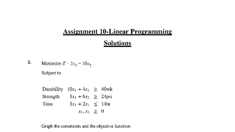 Assignment LP Solutions: Graphing Constraints & Objective Function ...