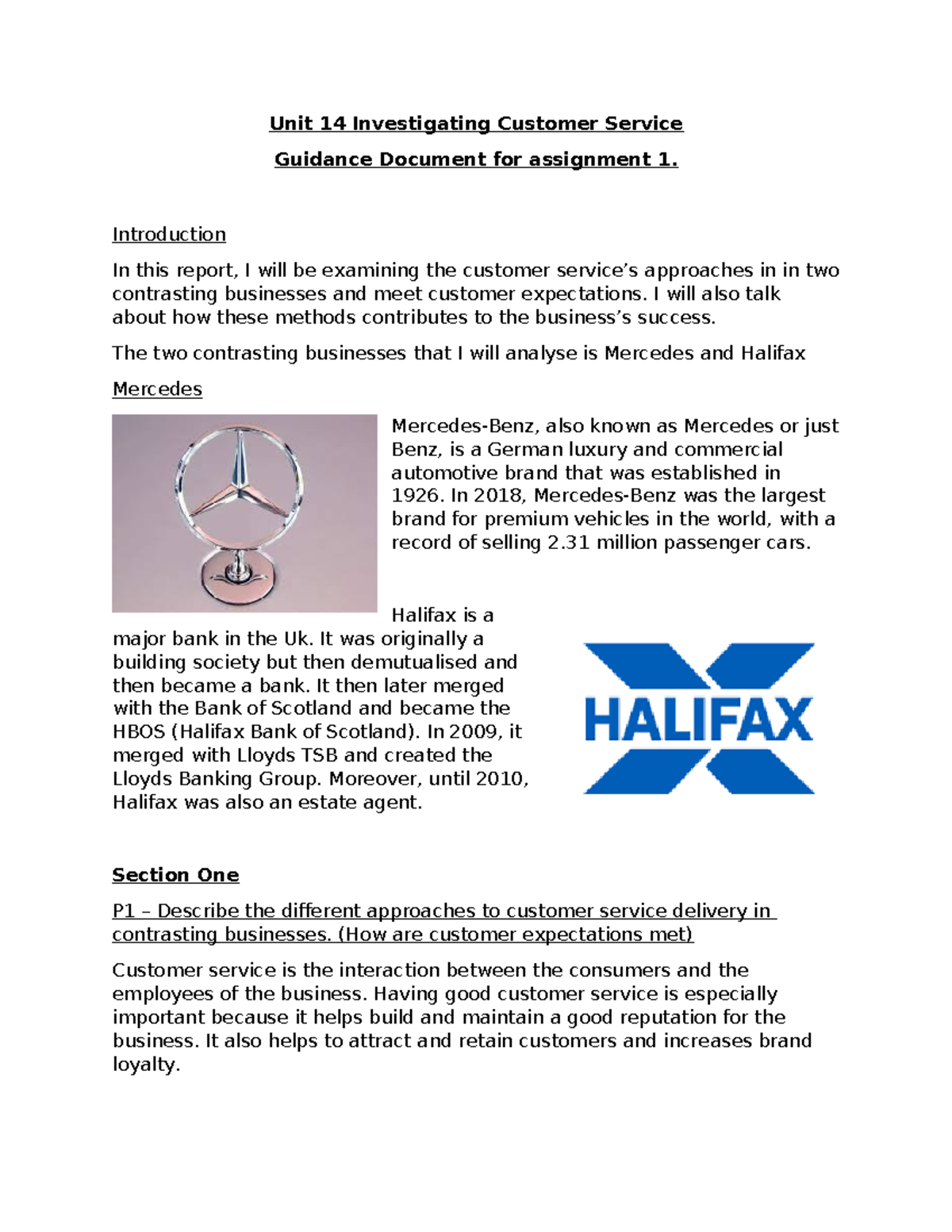 Unit 14 - Analyzing Customer Service Strategies in Mercedes & Halifax ...