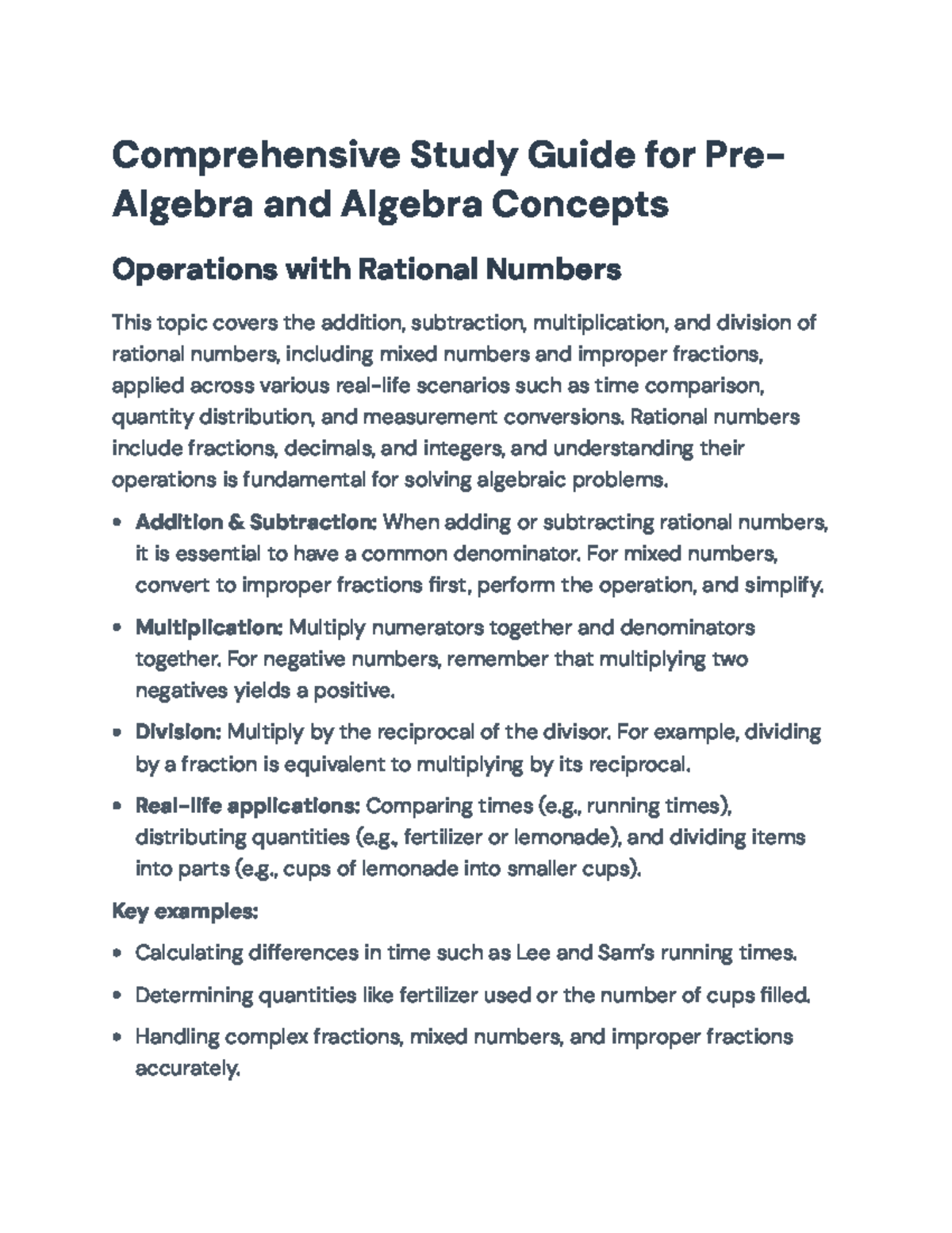 Comprehensive Study Guide for Pre-Algebra (Final Exam) - Studocu