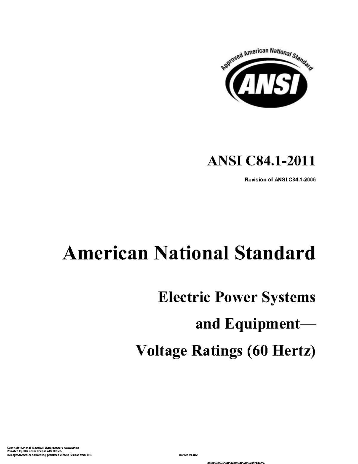 ANSI C84.1-2011: Current Voltage Ratings for Electric Power Systems ...