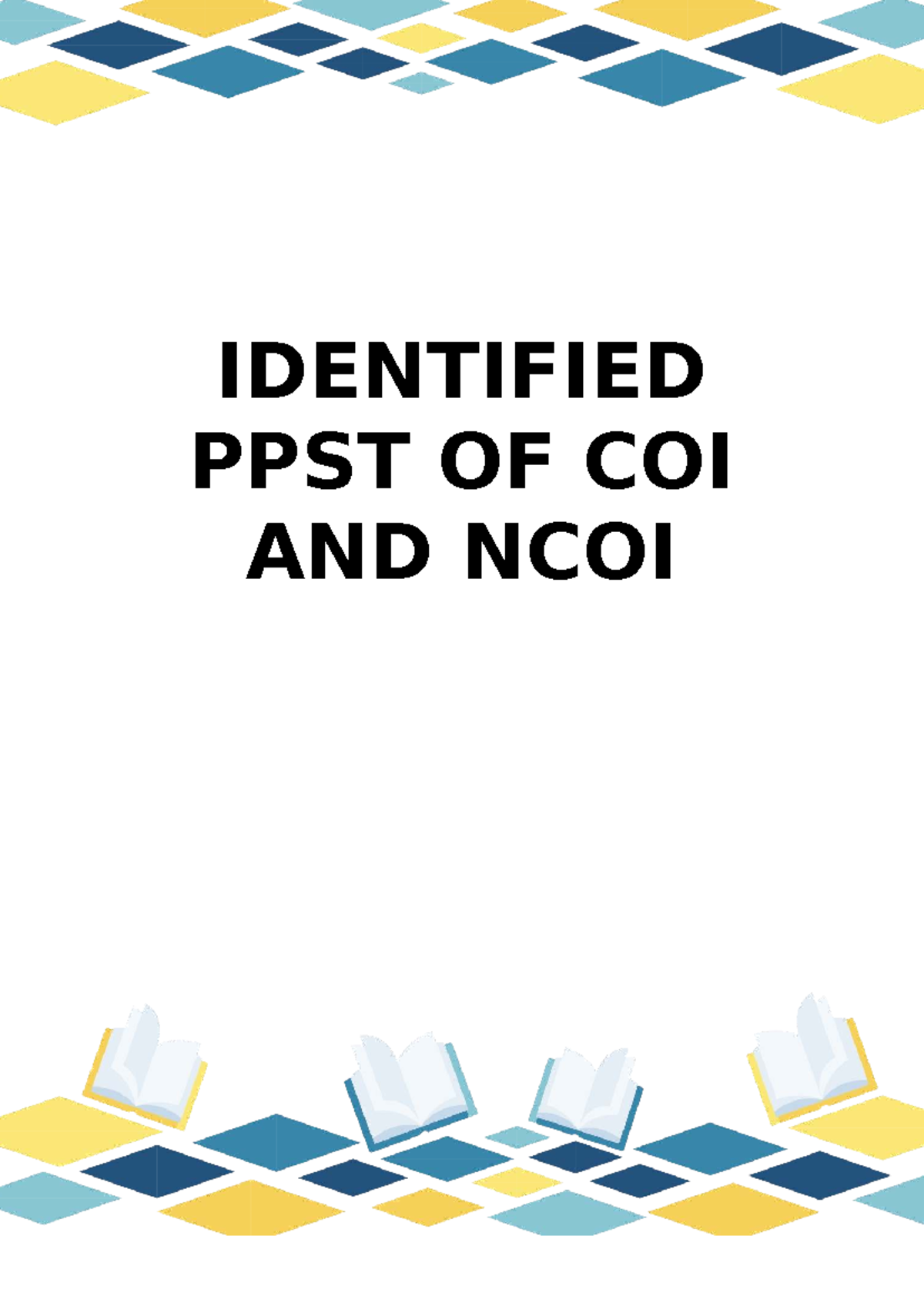 Reclassification Cover Page: PPST of COI & NCOI KRA 1 Capabilities ...