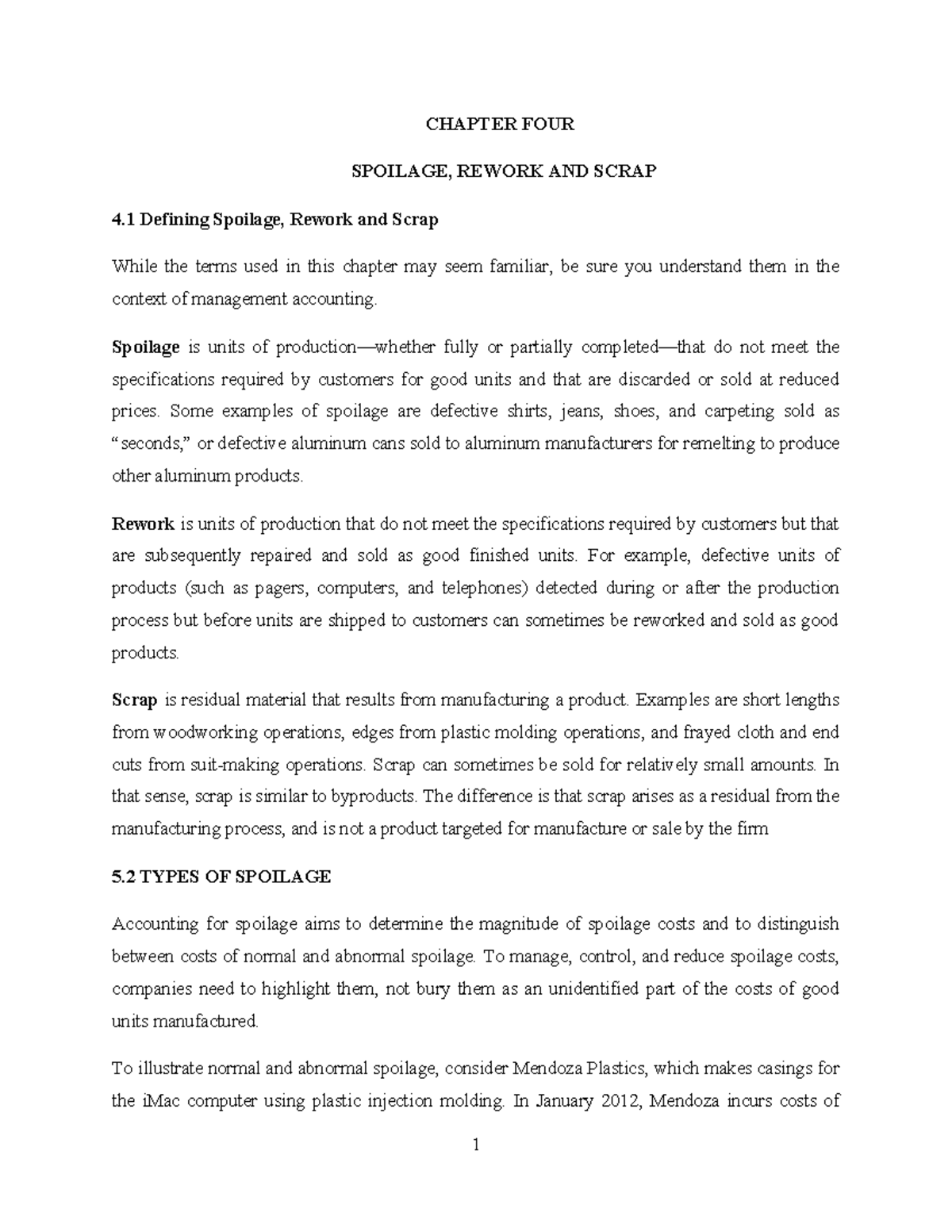 CHAPTER 4 - SPOILAGE, REWORK, AND SCRAP IN COST ACCOUNTING - Studocu