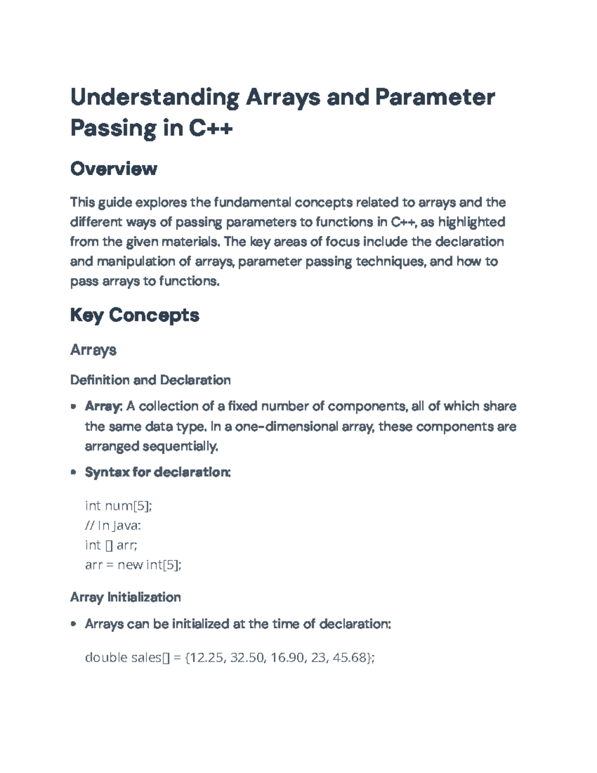 C++ Arrays and Parameter Passing: Concepts and Practical Applications ...