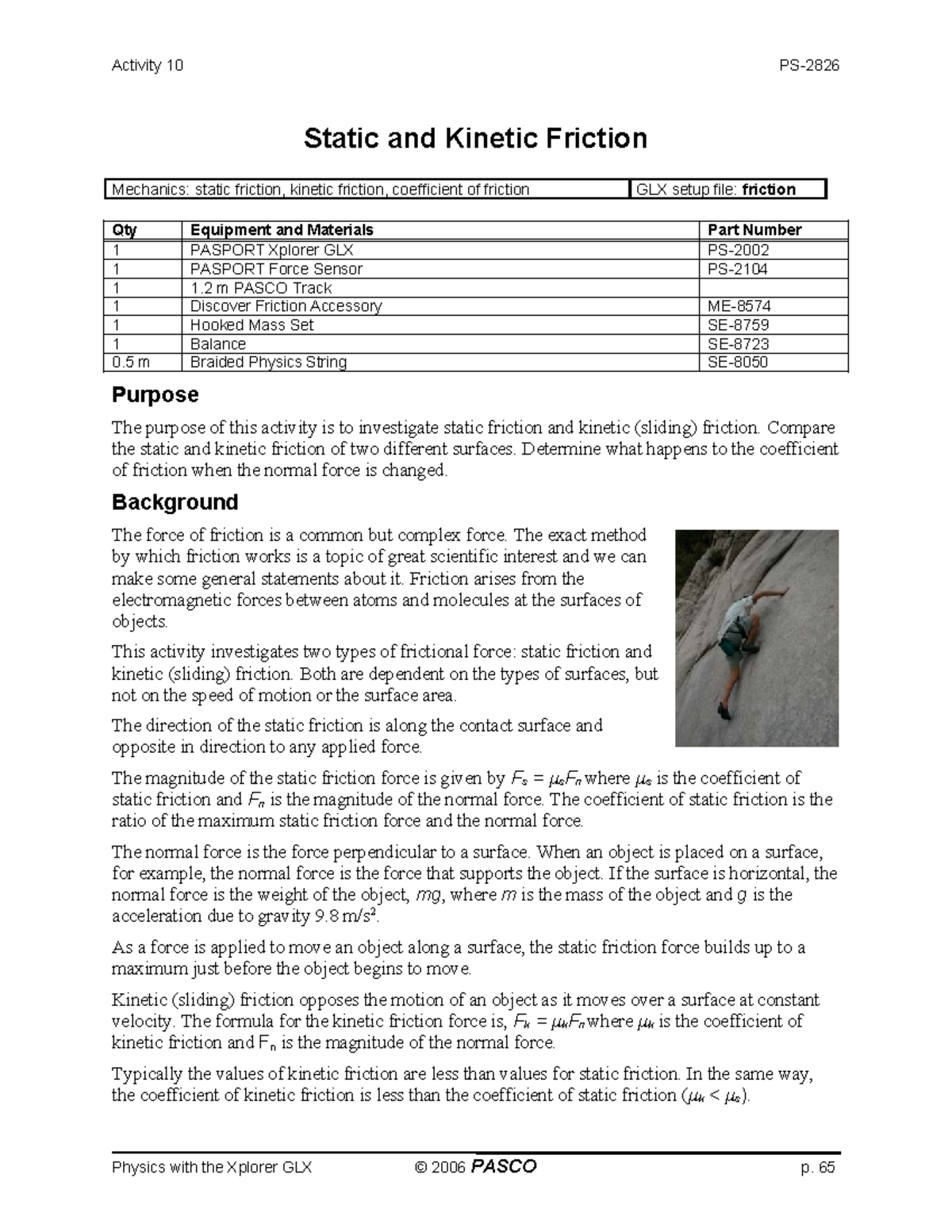 Activity 10: Exploring Static and Kinetic Friction in Mechanics (PHYS ...