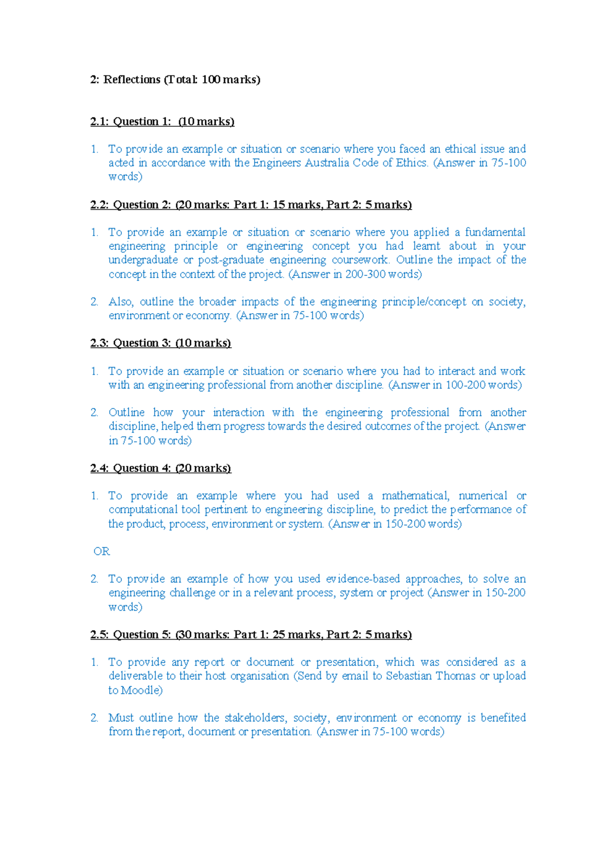 ENGR 101: Assignment 2 - Reflections & Prompting Questions - Studocu