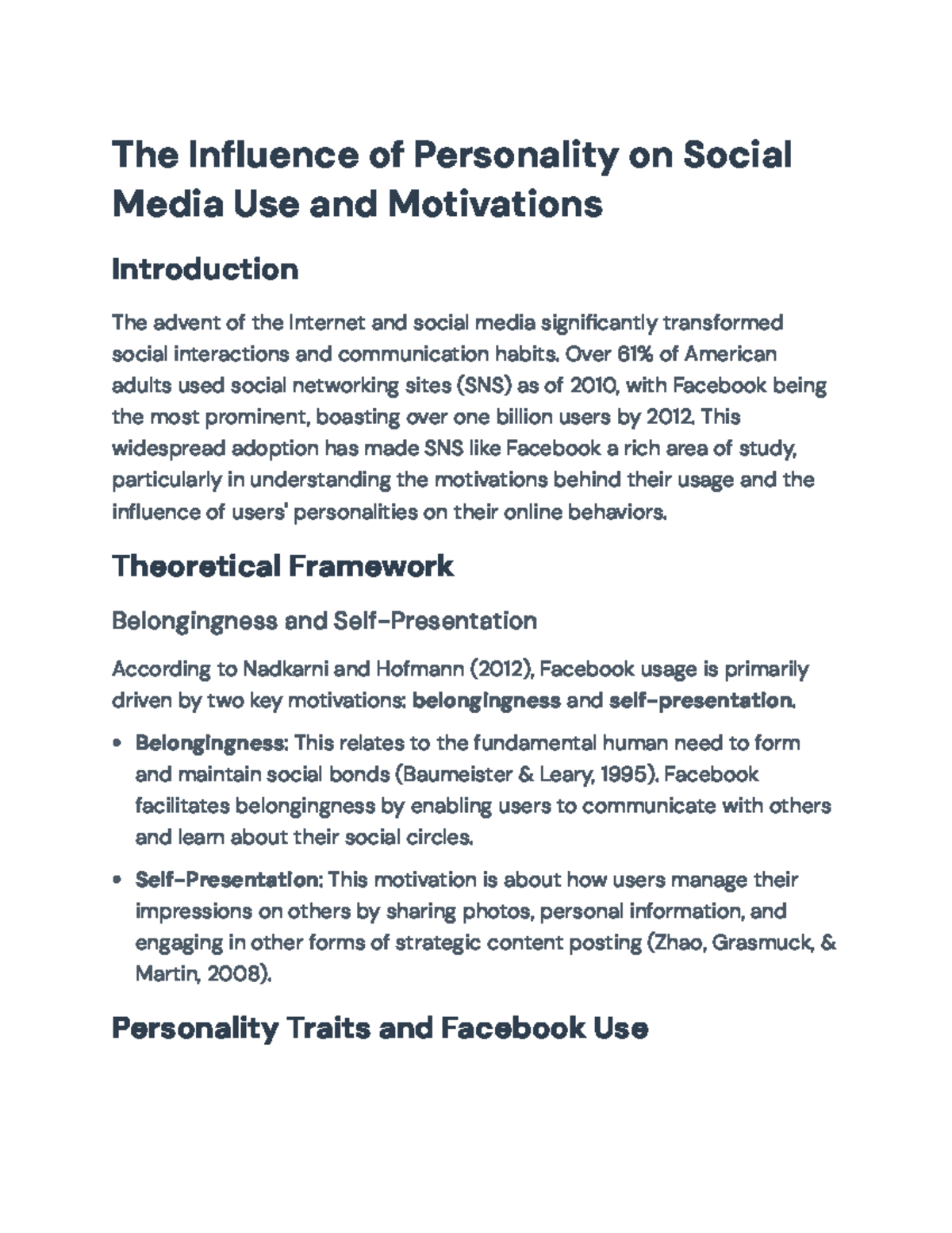 Influence of Personality Traits on Social Media Use: Insights and ...